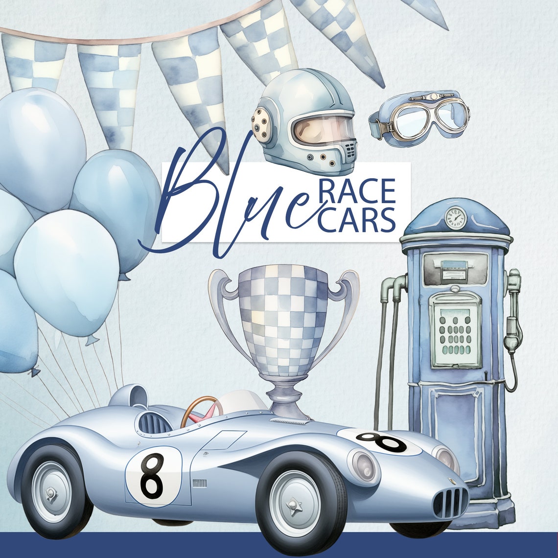 Race Car Clipart, Vintage Racecar, Watercolor Racecar, Vintage Cute ...