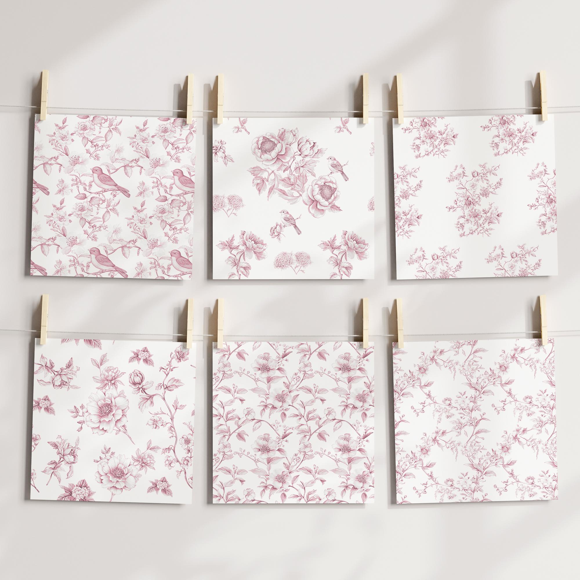 Pink Toile Seamless Pattern, Pink Toile Background, Pink Chinoiserie ...