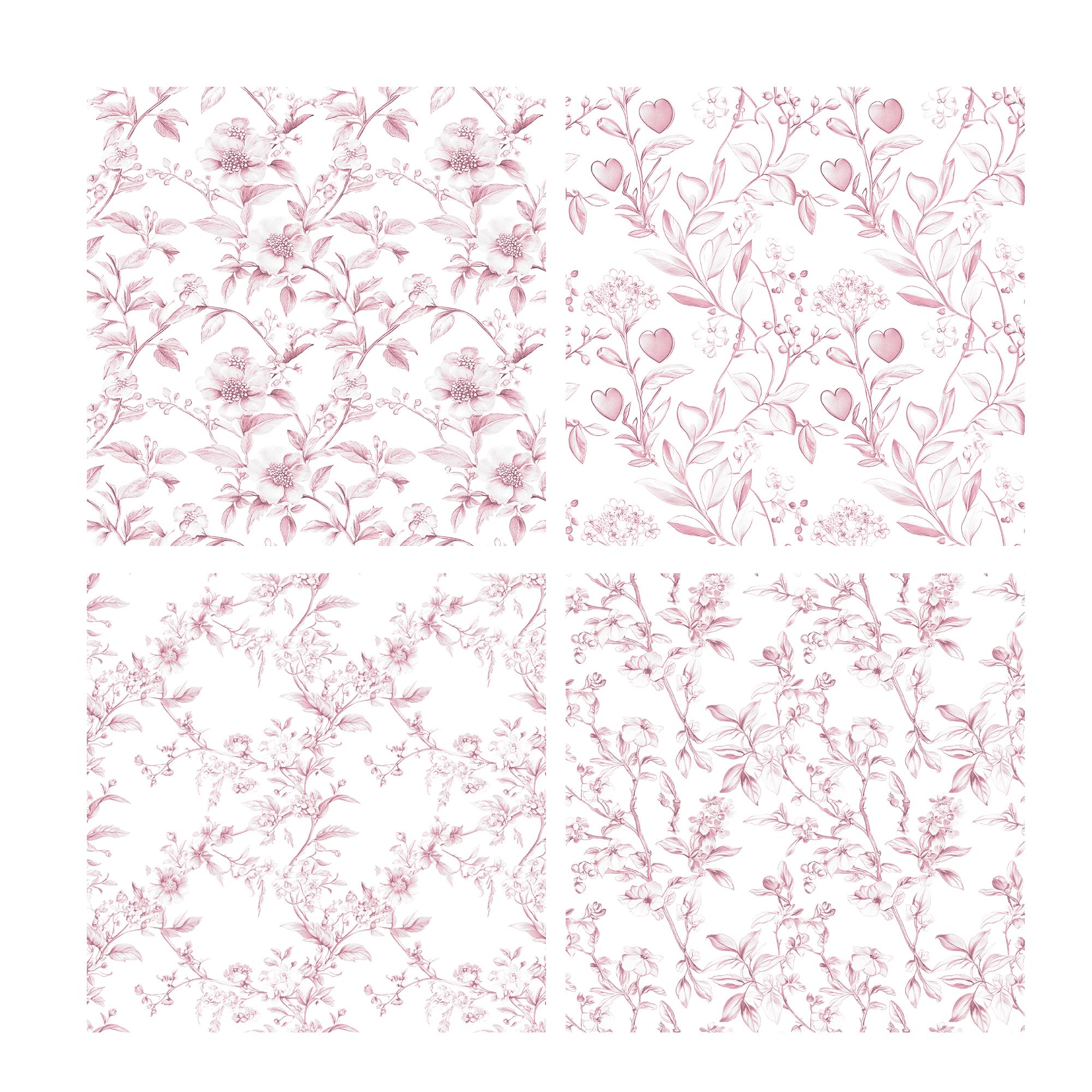 Pink Toile Seamless Pattern, Pink Toile Background, Pink Chinoiserie ...