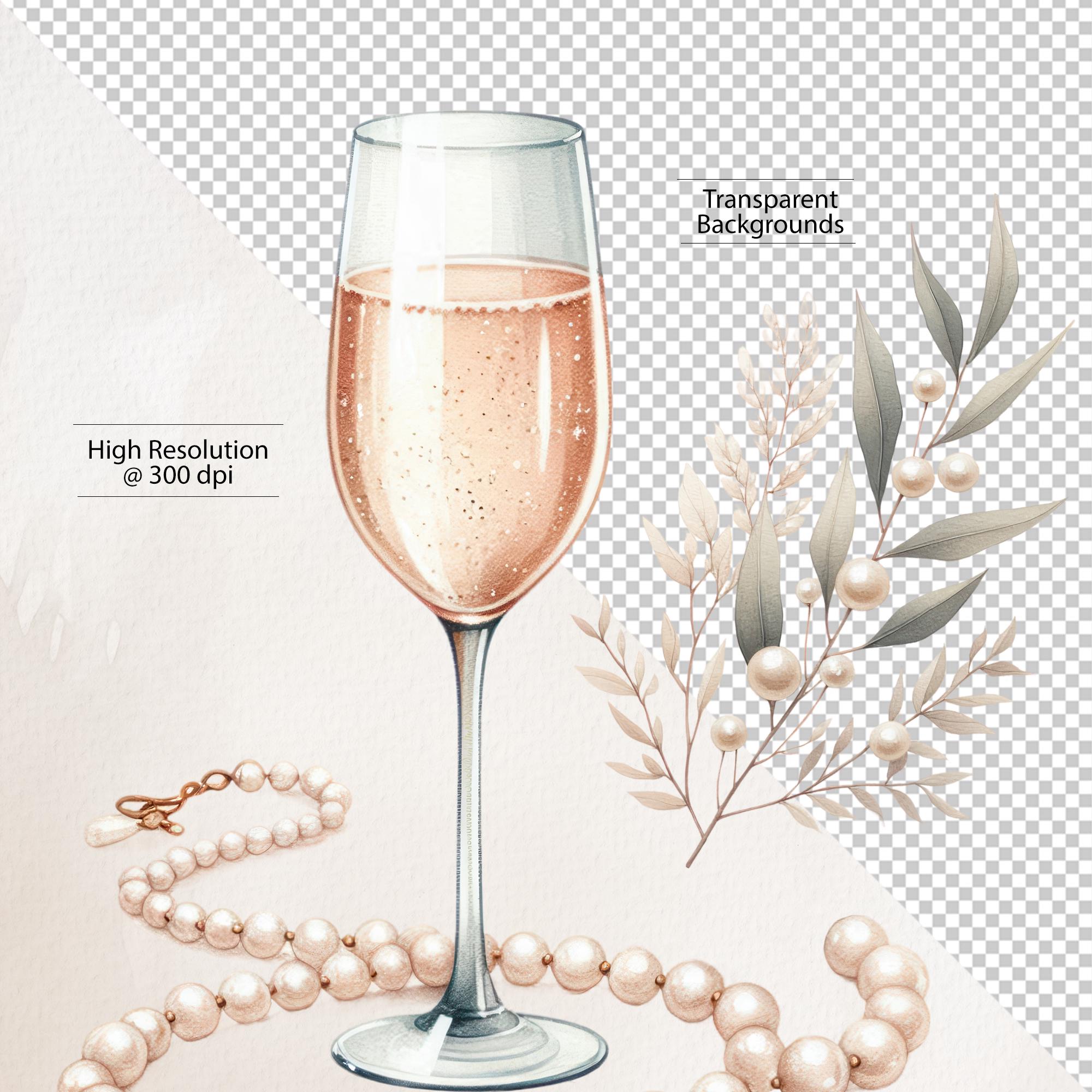 Bridal Shower Petals and Prosecco Party Clipart, Prosecco and Pearls ...