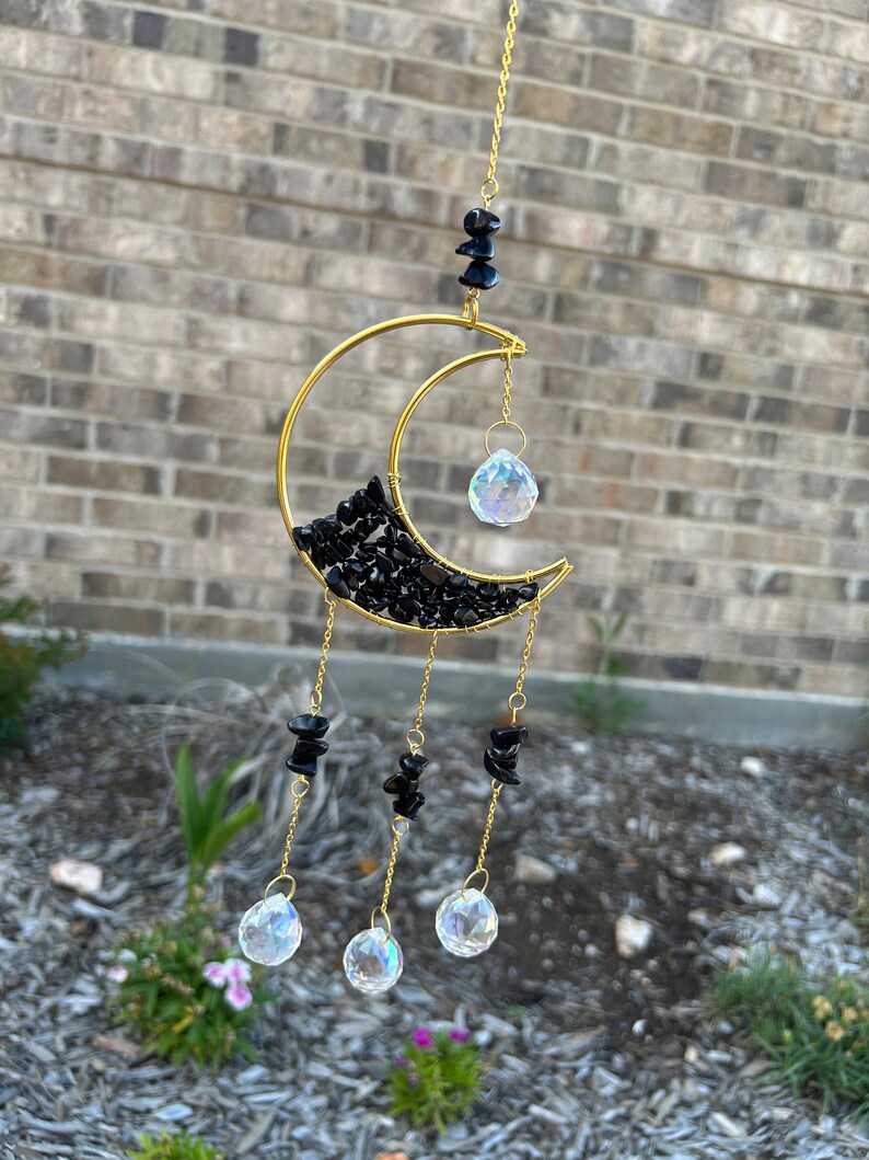 Obsidian, Black Crystal Suncatcher. Aesthetic Room Charm. Aesthetic ...