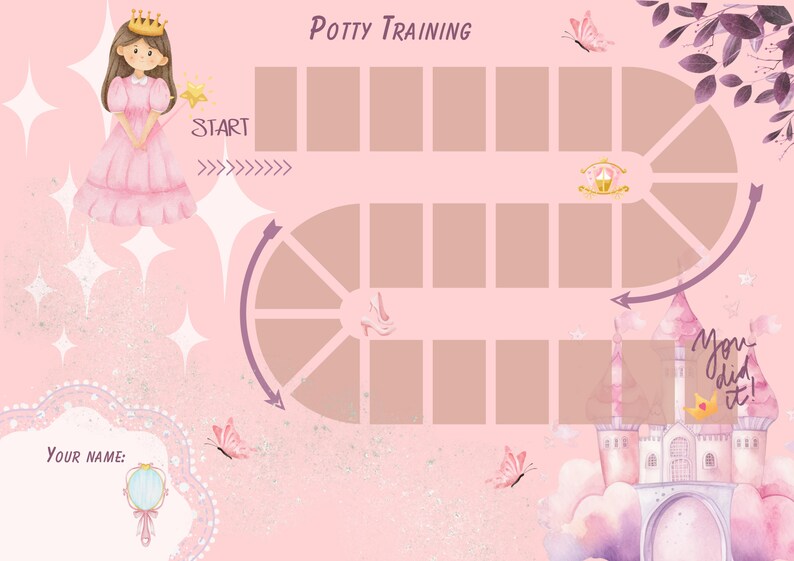 Potty Training Princess, Girls Potty Training, Reward Card, Potty ...