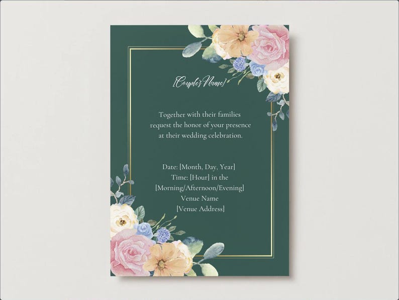 Boho Wedding Invitation Set - Editable Invitation, RSVP & Details Card ...