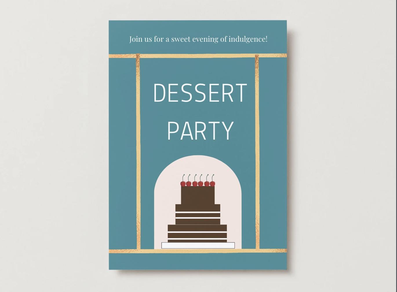 Dessert Party Invite, Menu & Recipe Card | Editable Canva Template ...