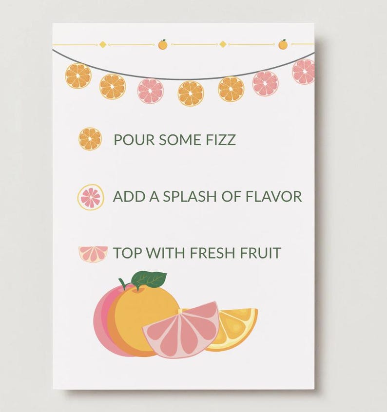 Mimosa Bar Sign Printable – 8.5x11 Editable Canva Template | Bridal ...
