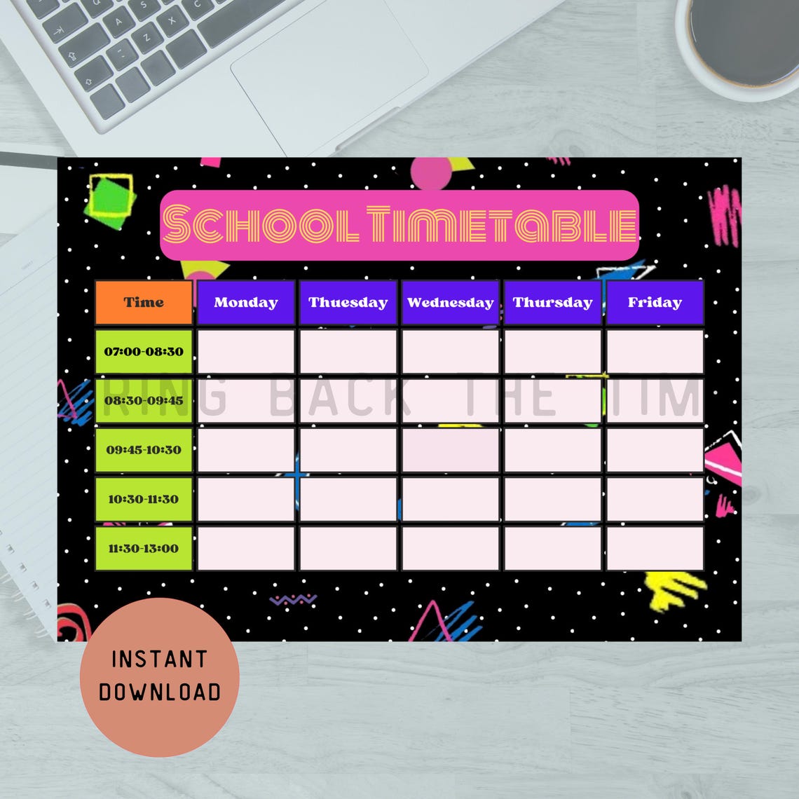 Retro School Timetable Set, School Timetable Bundle, School Class ...