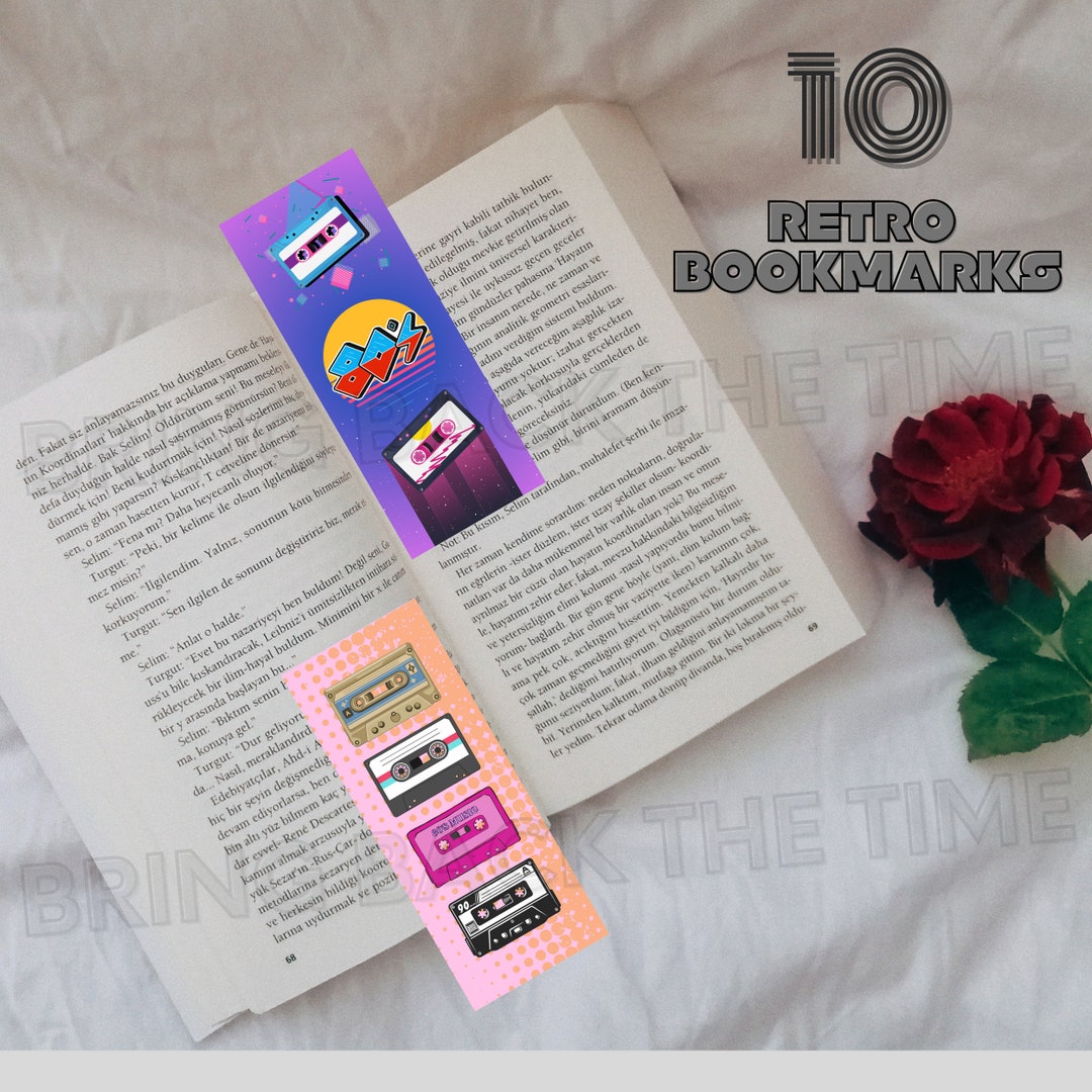 Retro Bookmarks Bundle, Vintage Page Markers, 80s Inspired Retro ...