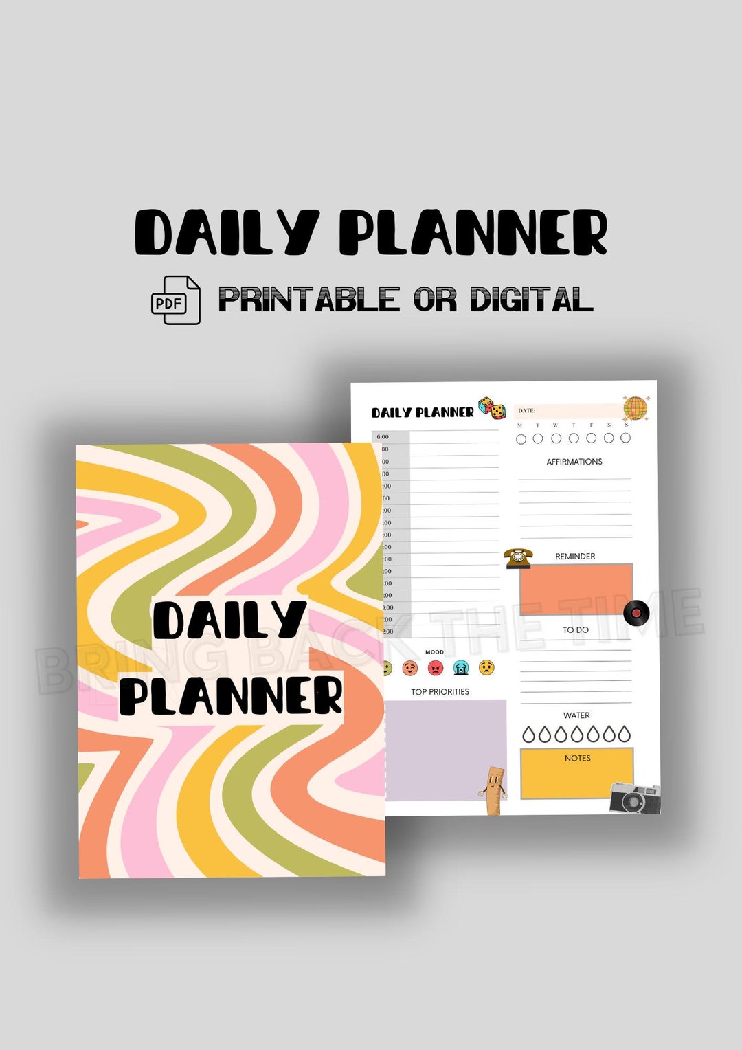 Daily Planner, Digital Planner, Printable Daily Planner, Digital Daily ...