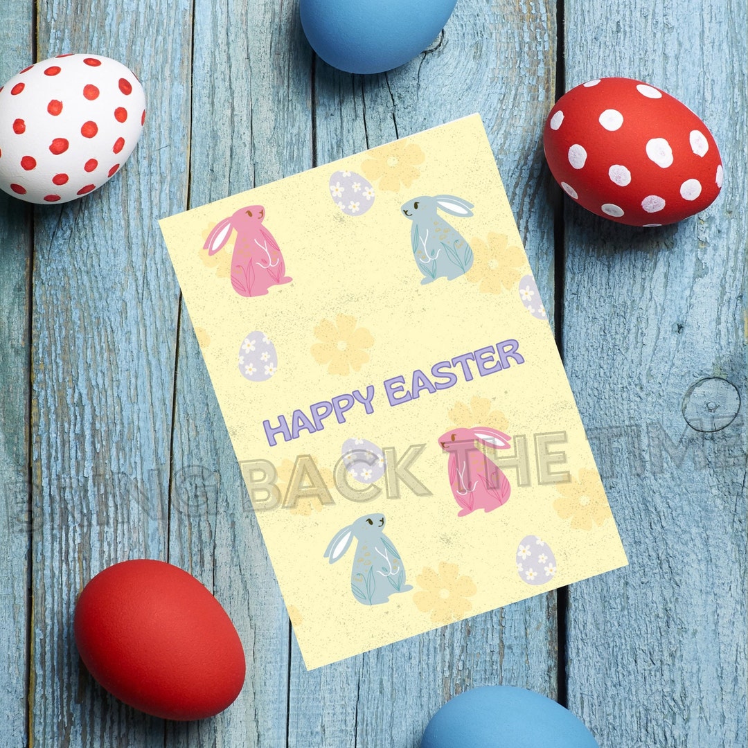 Retro Easter Greetings Card, Printable Easter Card, Happy Easter Card ...
