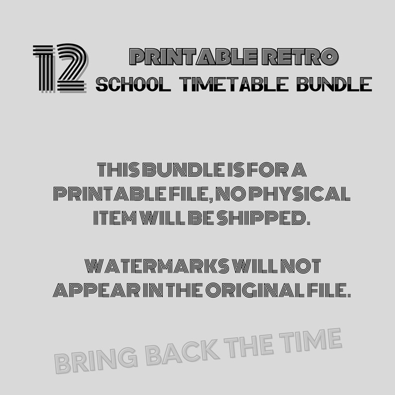 Retro School Timetable Set, School Timetable Bundle, School Class ...
