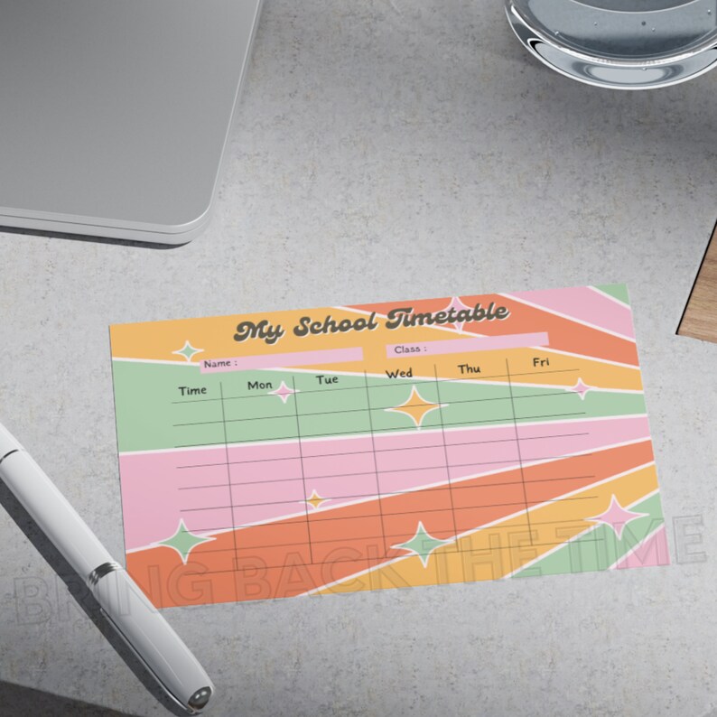 Retro School Timetable Set, School Timetable Bundle, School Class ...