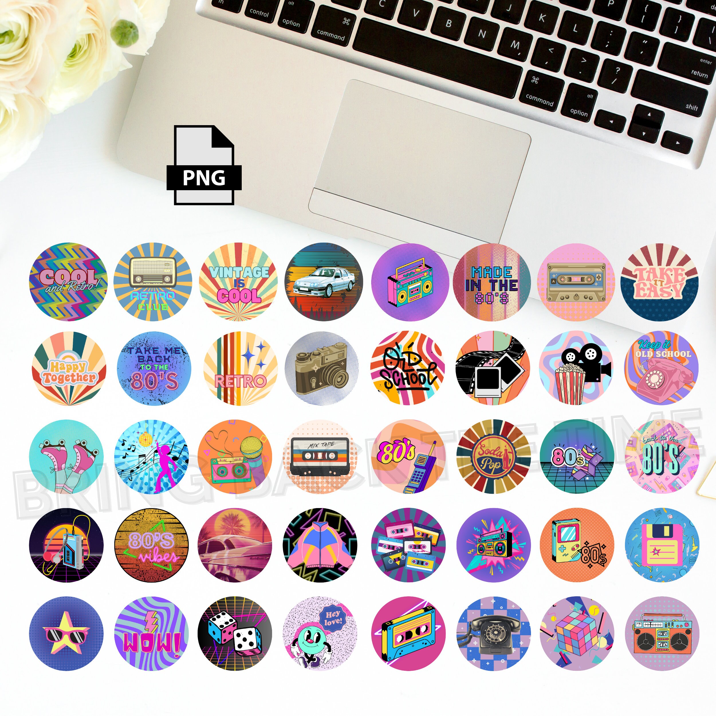 Nostalgic Retro Stickers Pack, 80s 90s Stickers Bundle, Retro Theme ...
