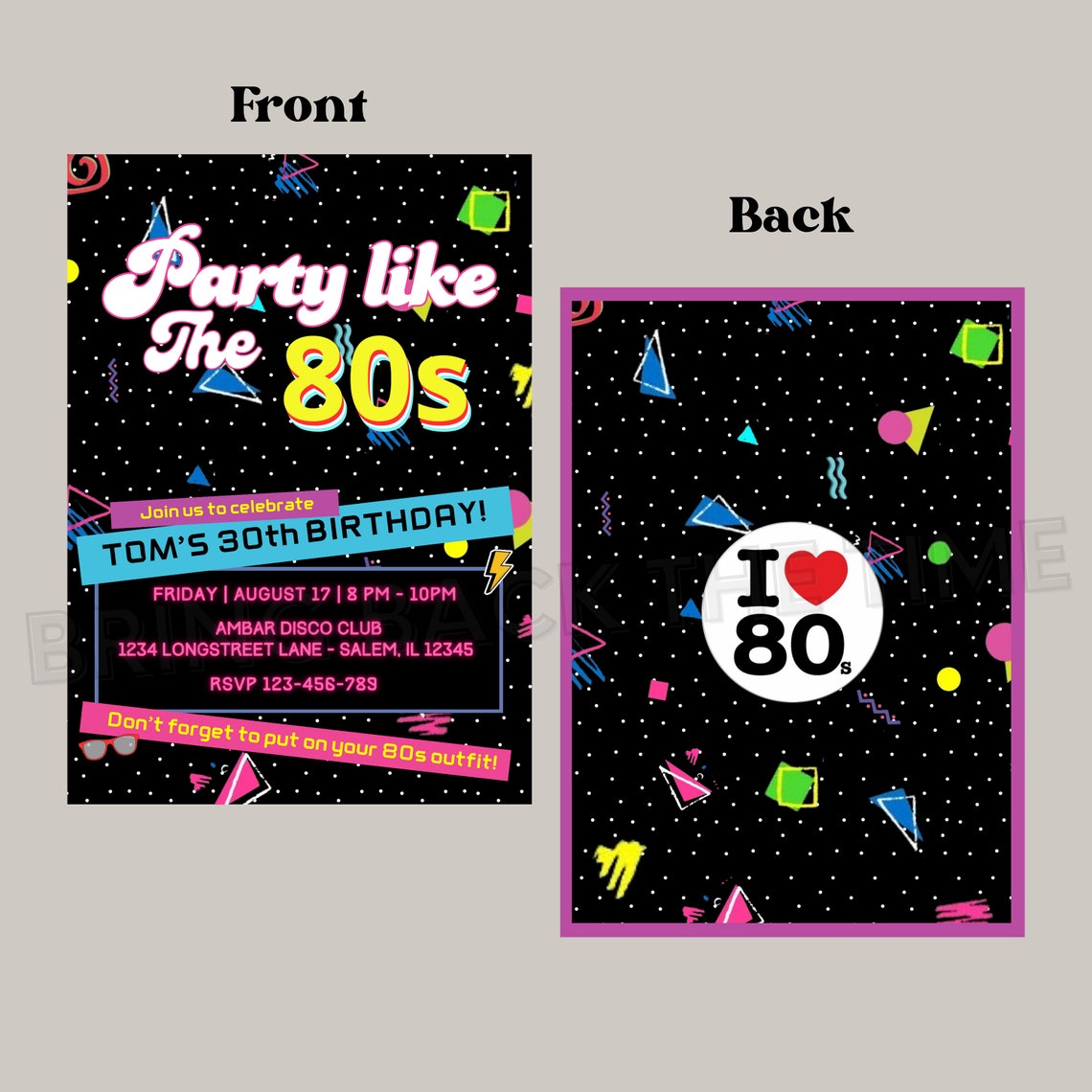 Editable Party Like the 80s Invitation, Retro Vintage Invitation ...