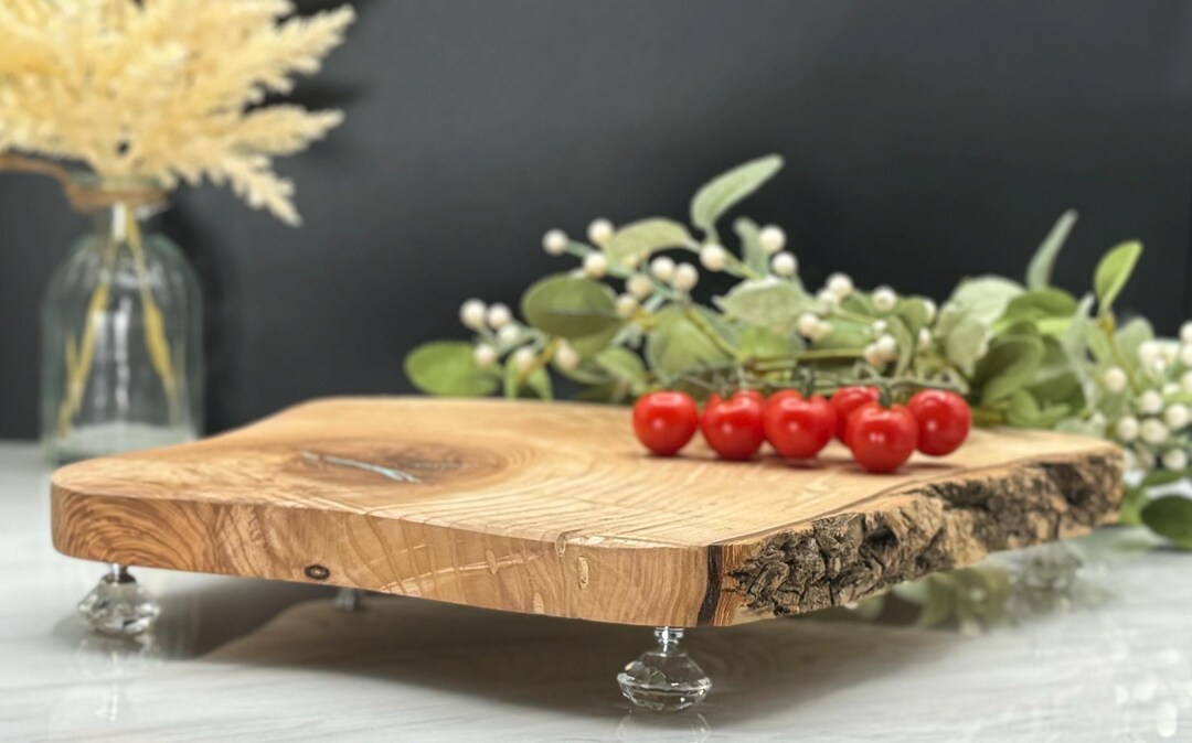 Handmade Ash Wood Tray: Turquoise Inlay, Glass Legs - Etsy