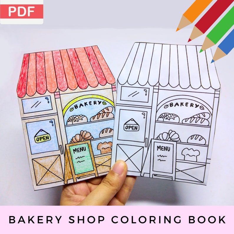 Bakery Shop Coloring Book: Printable Paper Dollhouse (PDF) - Etsy