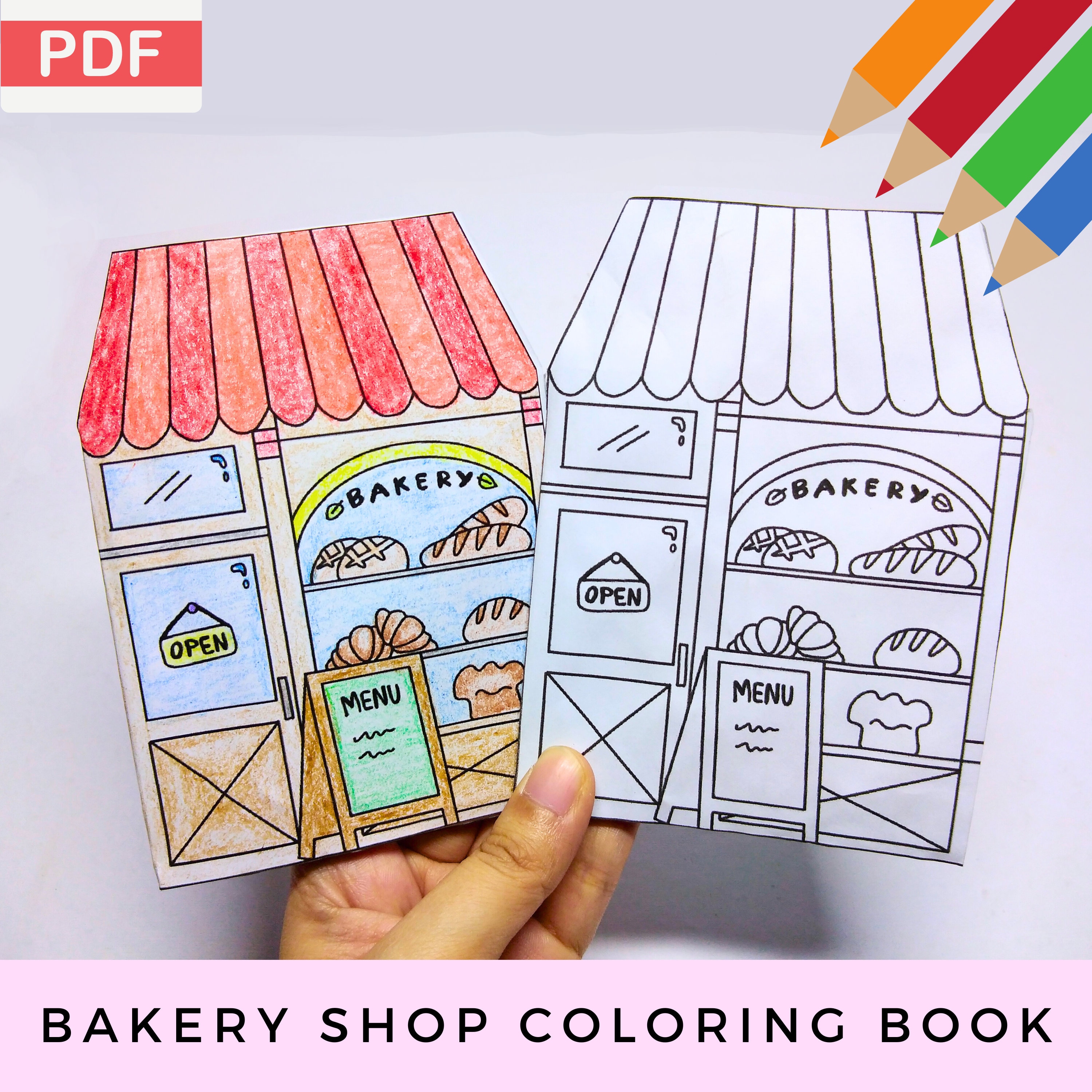 Bakery Shop Coloring Book: Printable Paper Dollhouse (PDF) - Etsy