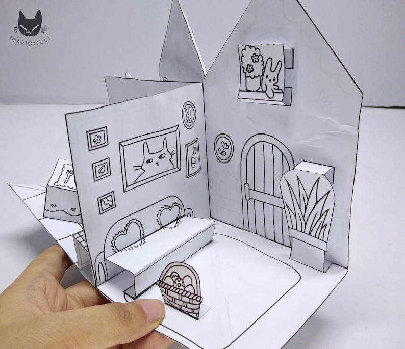 Easter House Coloring Book for Kids DIY Easter Craft Printable Pop-up ...