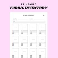 Fabric Stash Inventory Printable: Sewing Planner & Swatch Cards ...