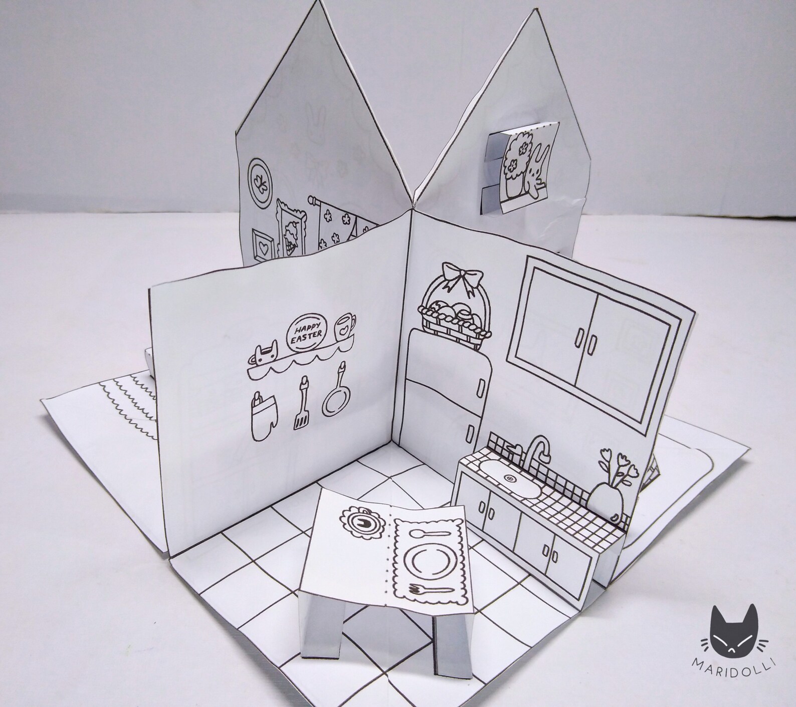 Easter House Coloring Book for Kids DIY Easter Craft Printable Pop-up ...