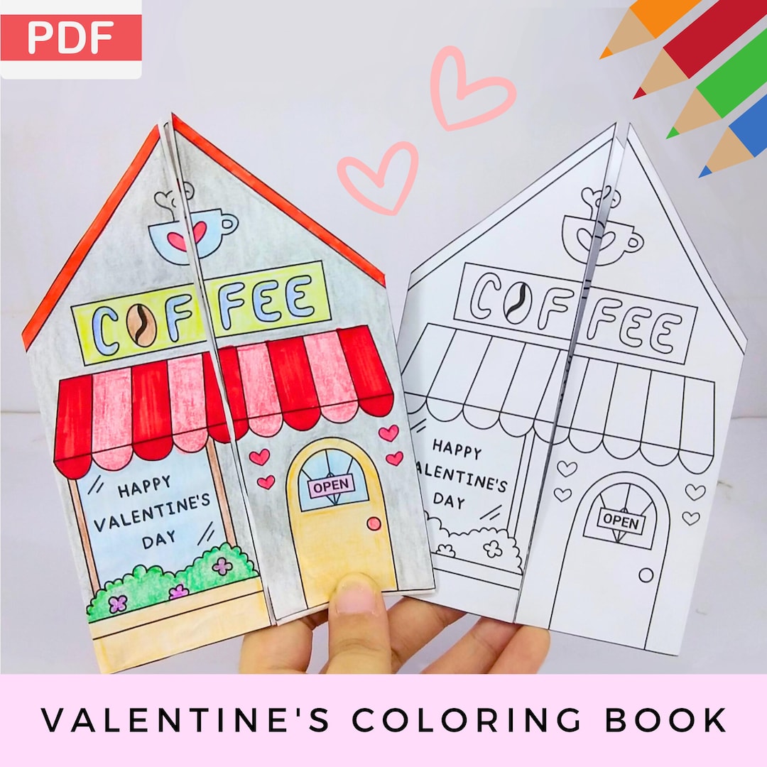 Valentine's Day Coloring Book for Kids DIY Valentines Day Card ...