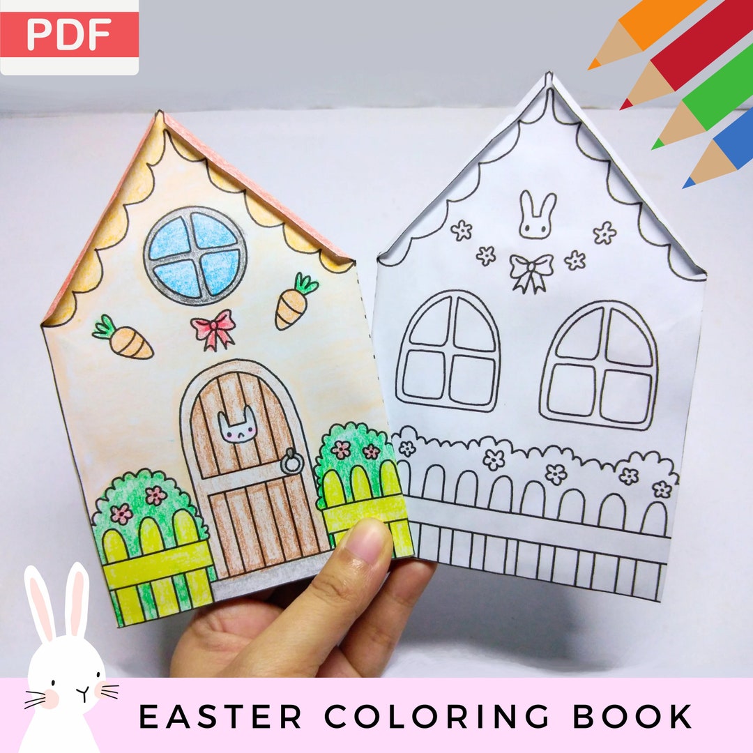 Easter House Coloring Book for Kids DIY Easter Craft Printable Pop-up ...