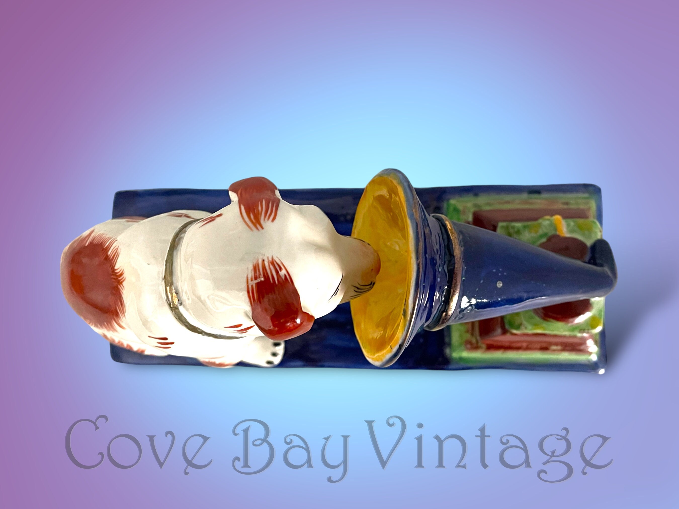 Vintage Ceramic Nipper Dog Statue With Phonograph Listening to His ...