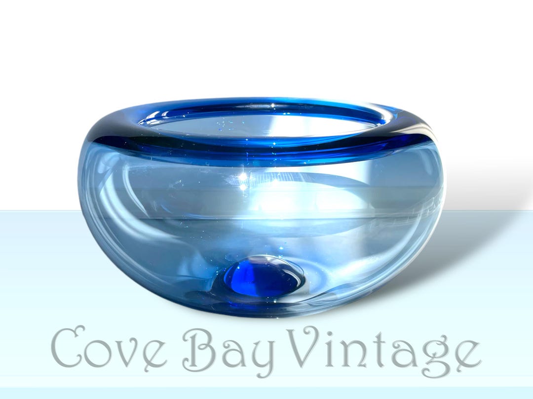 Vintage Holmegaard Blue Glass Provence Fruit Bowl Designed by per ...