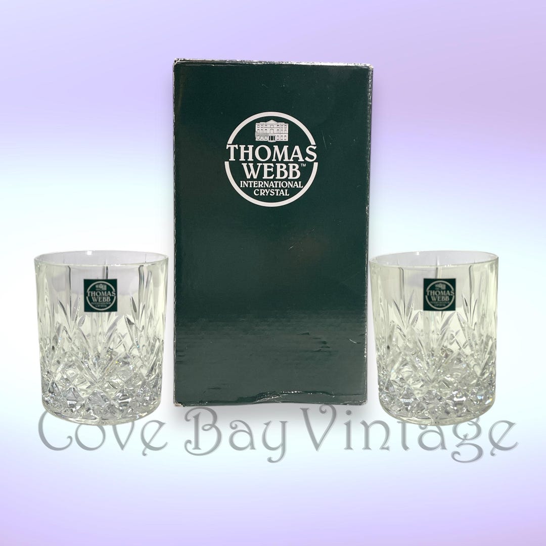 Vintage Thomas Webb Box of 2 Crystal Whiskey Glasses by Edinburgh ...