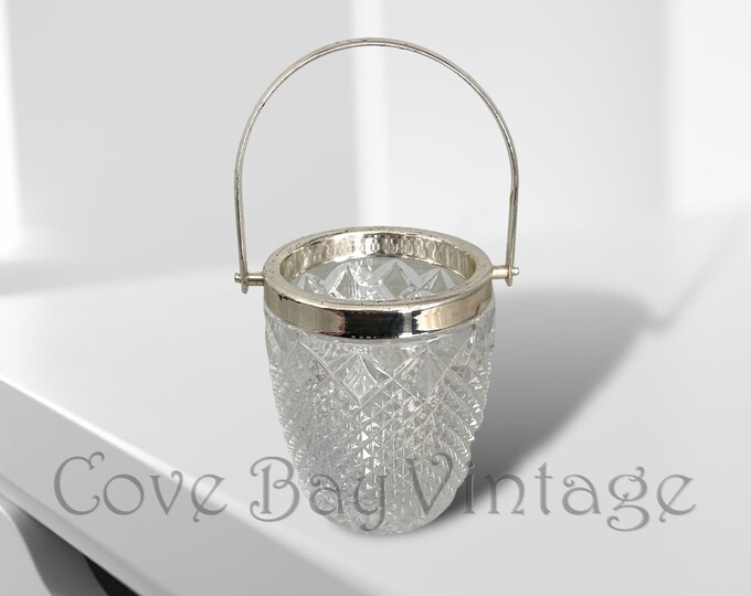 Small Diamond Cut Glass Ice Bucket With Chrome Plated Handle C1930s - Etsy