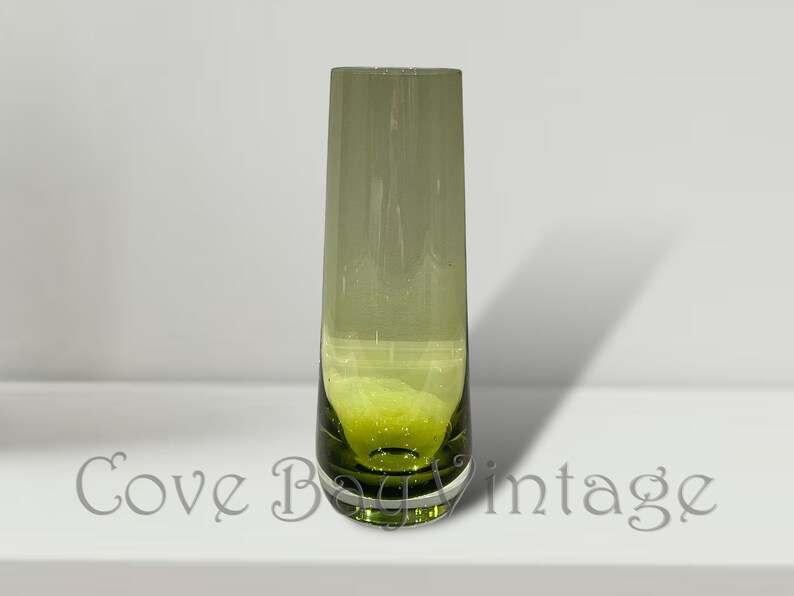 Large Vintage Caithness Green Glass Vase 1970s Scottish Vases Scotland ...