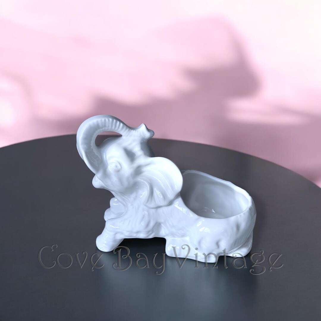 Vintage Ceramic White Elephant Planter C1990’s | Plant | Indian ...