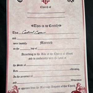 Ghost BC Marriage Certificate - Etsy