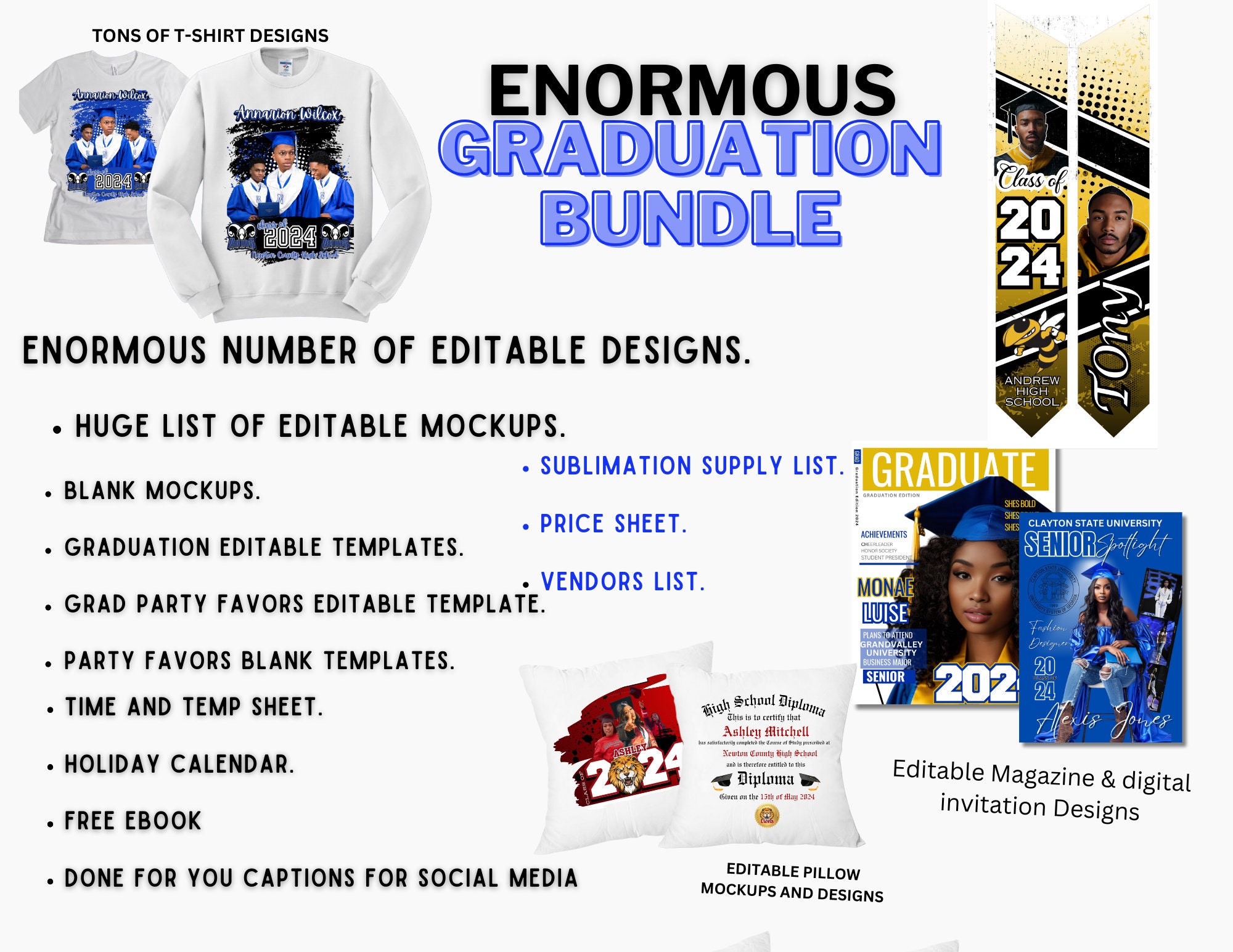 LARGEST GRADUATION BUNDLE!! Editable Designs. Mockups, Templates & Much ...