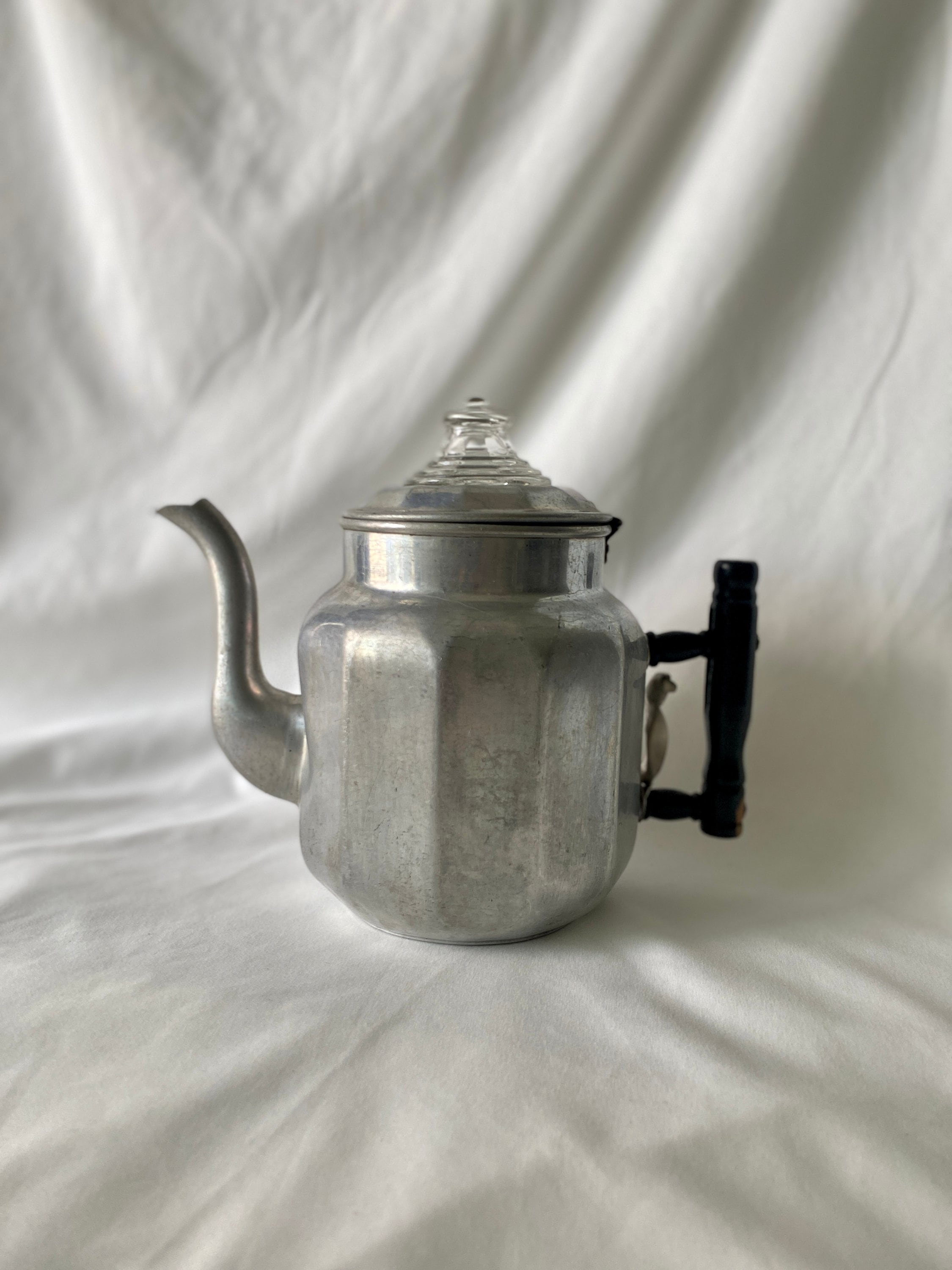Vintage Aluminum Coffee Percolator Pot With Wood Handle and Glass Top ...