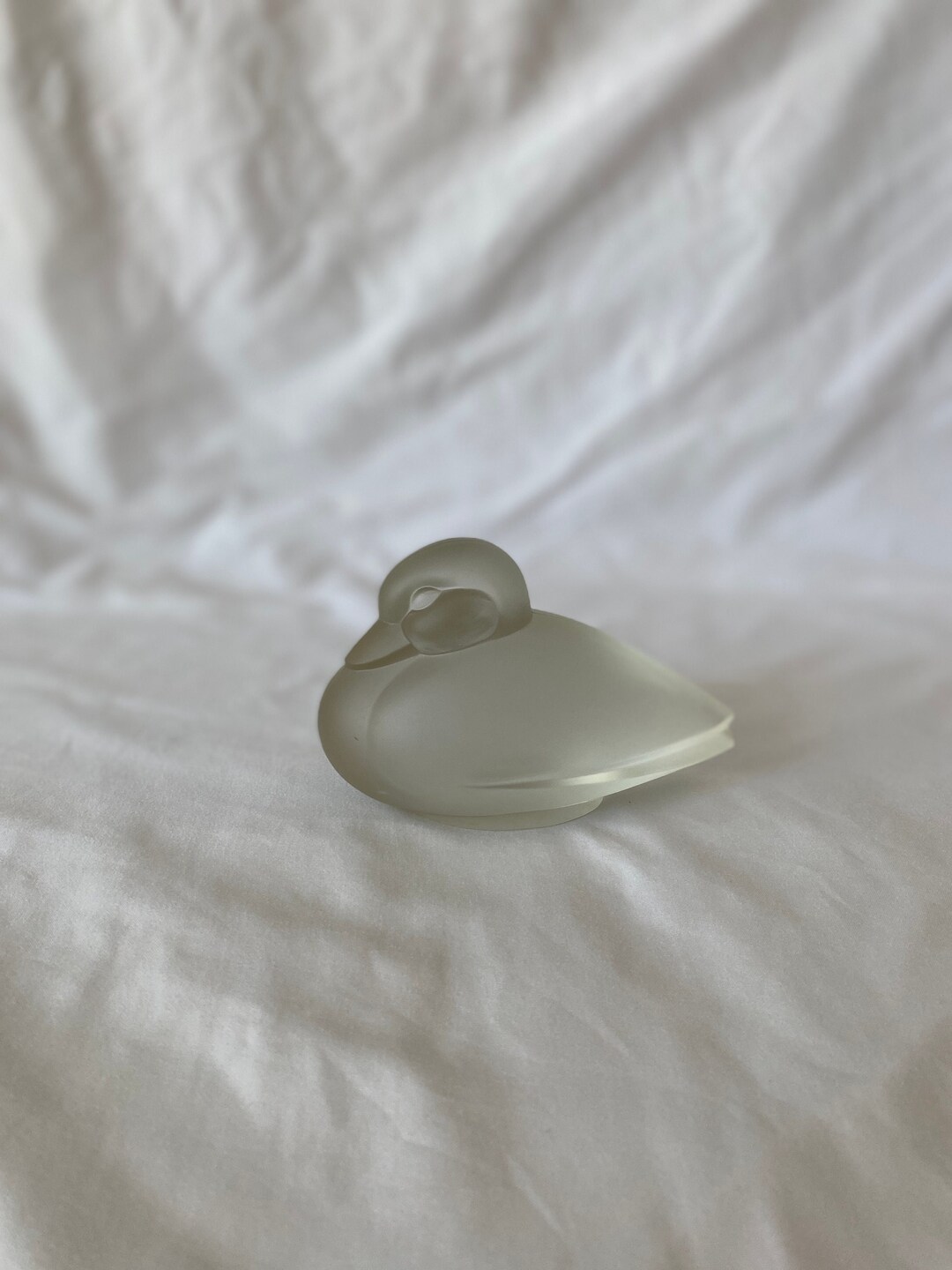 Frosted Crystal Resting Duck Figurine, Paperweight, Lucienne Bloch ...