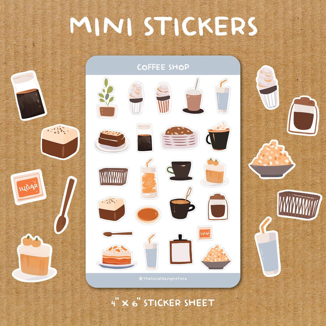 Coffee Shop Sticker Sheet Mini Stickers Aesthetic Stickers Food Sticker ...