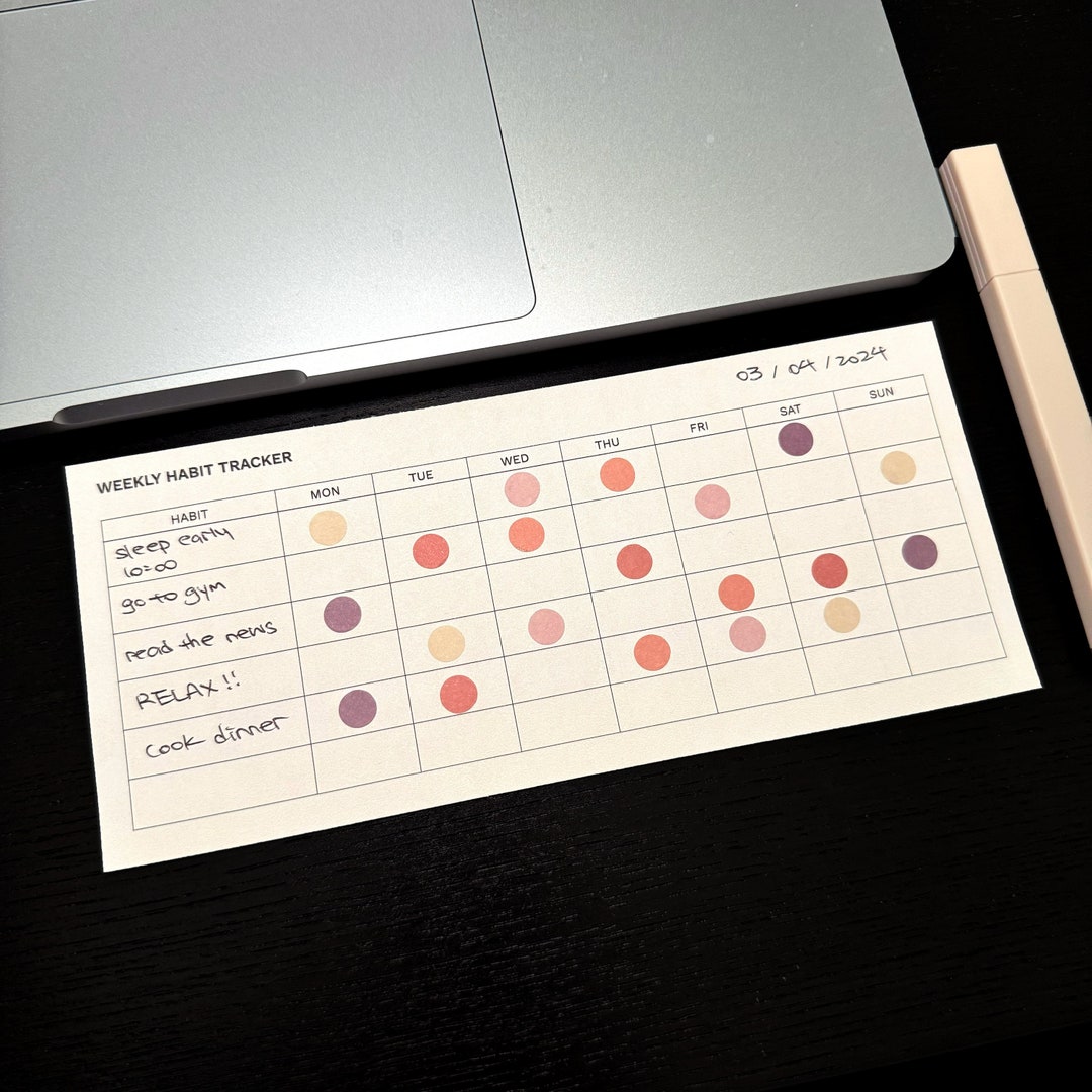 Weekly Habit Tracker Notepad Desktop Memo Pad Planner Weekly Tracker ...