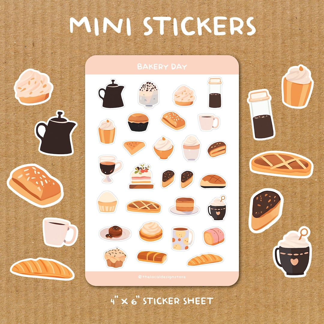 Bakery Sticker Sheet Mini Stickers Aesthetic Stickers Dessert Sticker ...