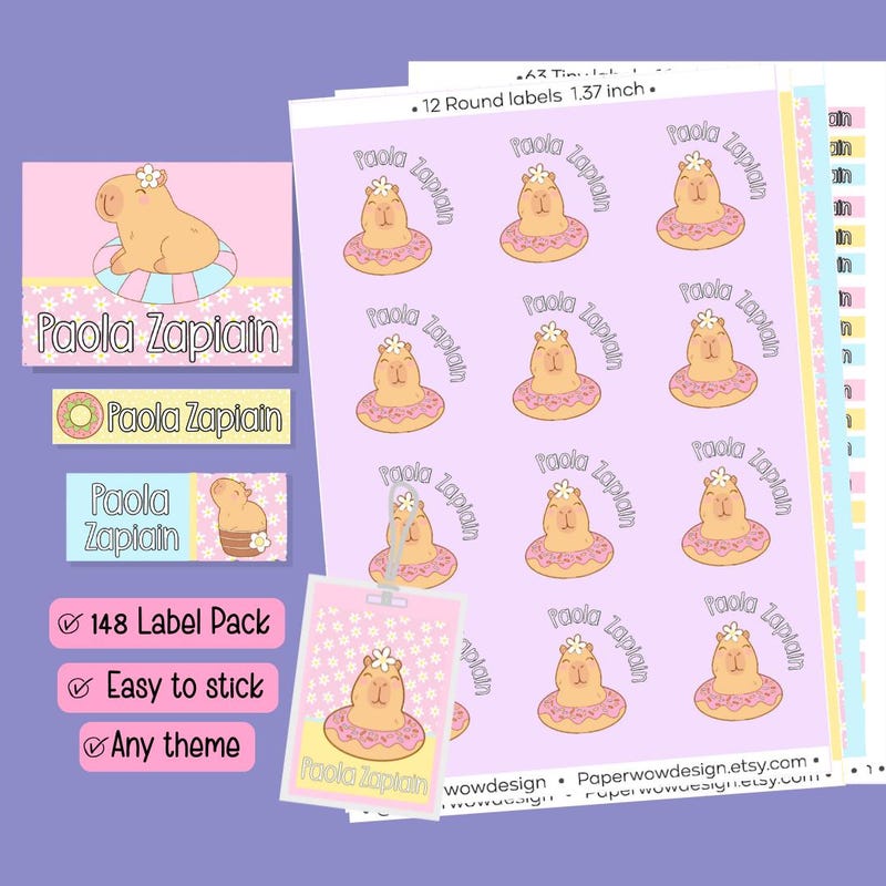 Capybara School Name Tags - Etsy