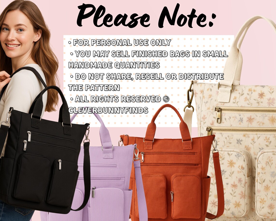 Convertible Tote Backpack Sewing Pattern PDF | Travel Bag Pattern With ...