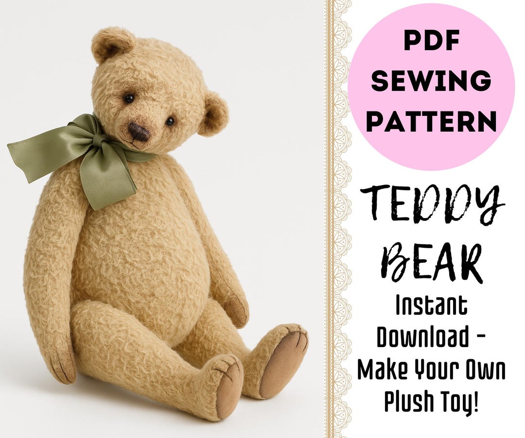 Teddy Bear Sewing Pattern PDF – Vintage Plush Toy – Beginner Friendly ...