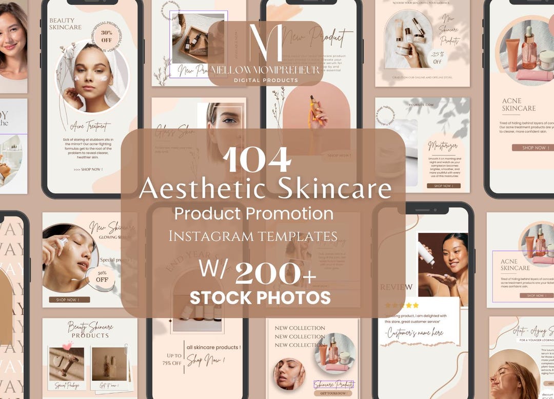 104 Aesthetic Skincare Product Promotion Instagram Templates /bundle ...
