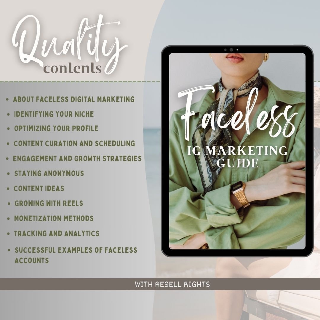Faceless Instagram Marketing Guide (45 Pages) : License to Edit ...
