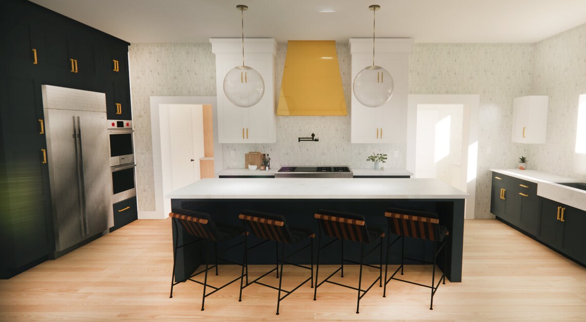 Kitchen 3D Rendering, Kitchen Interior Design, Custom Kitchen Design ...