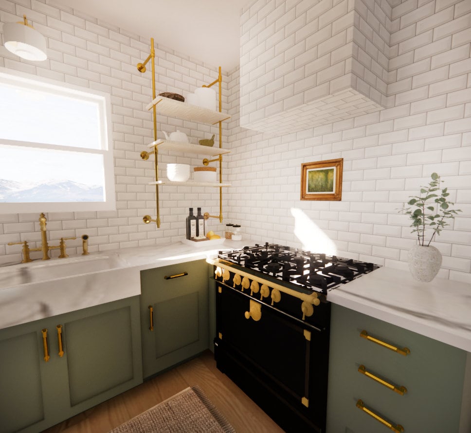 Kitchen 3D Rendering, Kitchen Interior Design, Custom Kitchen Design ...