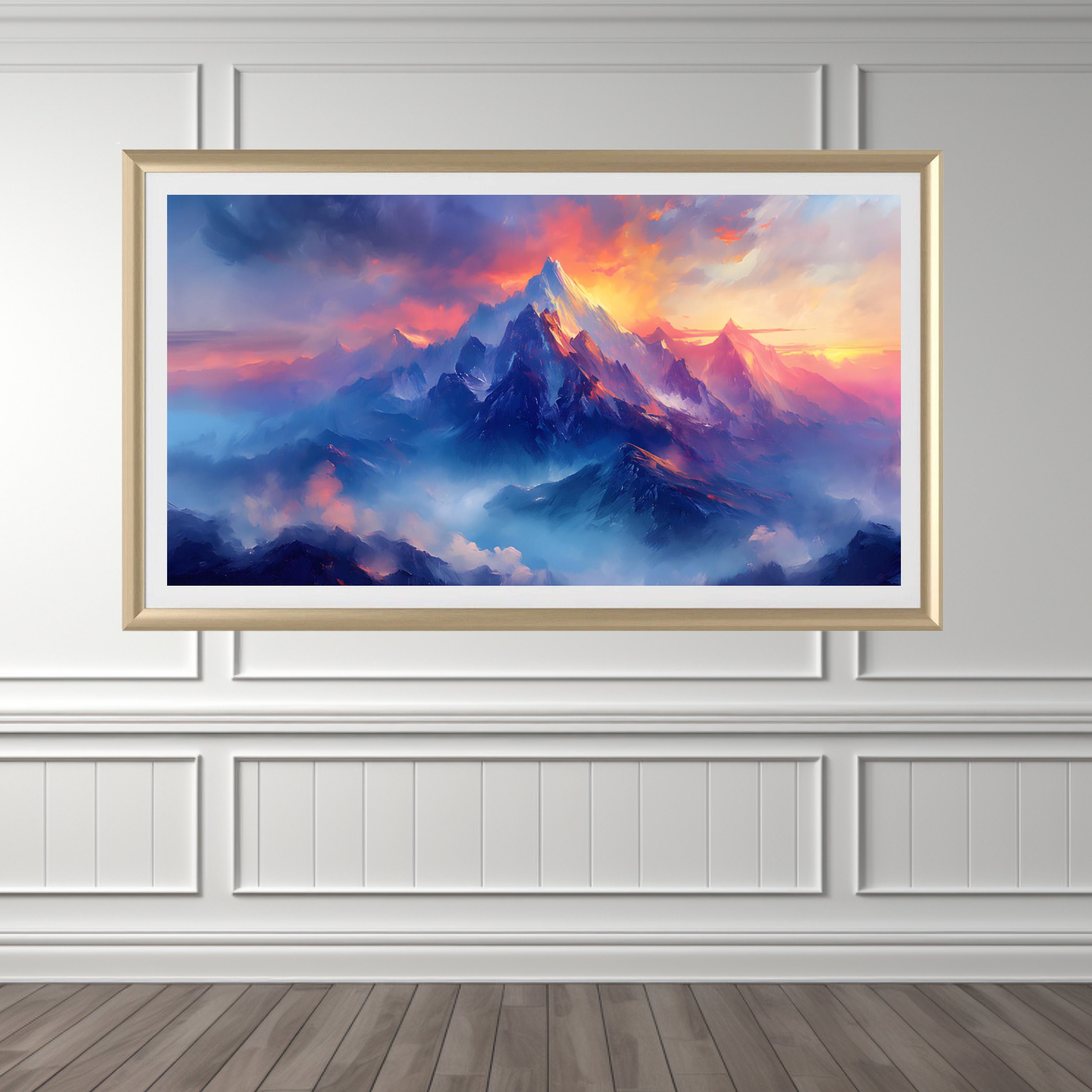 Samsung Frame TV Art, Snowy Mountains, Landscape Rustic Mountains, 4K ...