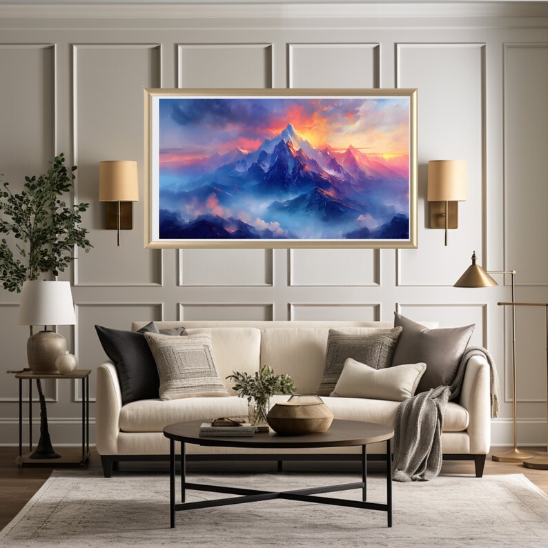 Samsung Frame TV Art, Snowy Mountains, Landscape Rustic Mountains, 4K ...