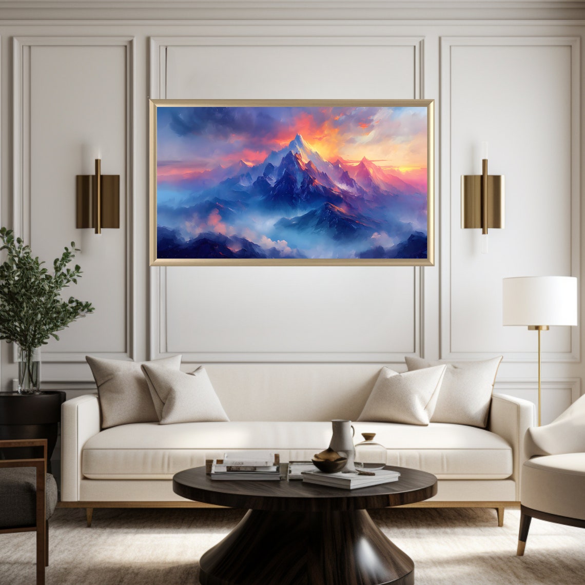 Samsung Frame TV Art, Snowy Mountains, Landscape Rustic Mountains, 4K ...