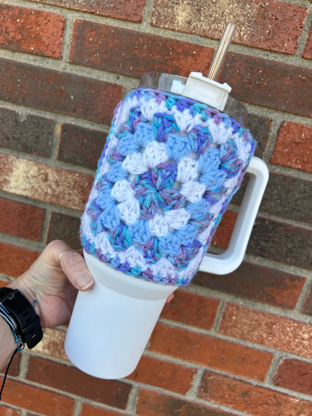 Crochet Granny Square Tumbler Sleeve - Etsy