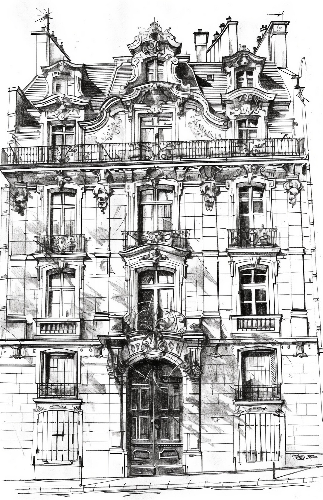 Architecture Wall Decoration, Architectural Line Art Drawing, Vintage ...